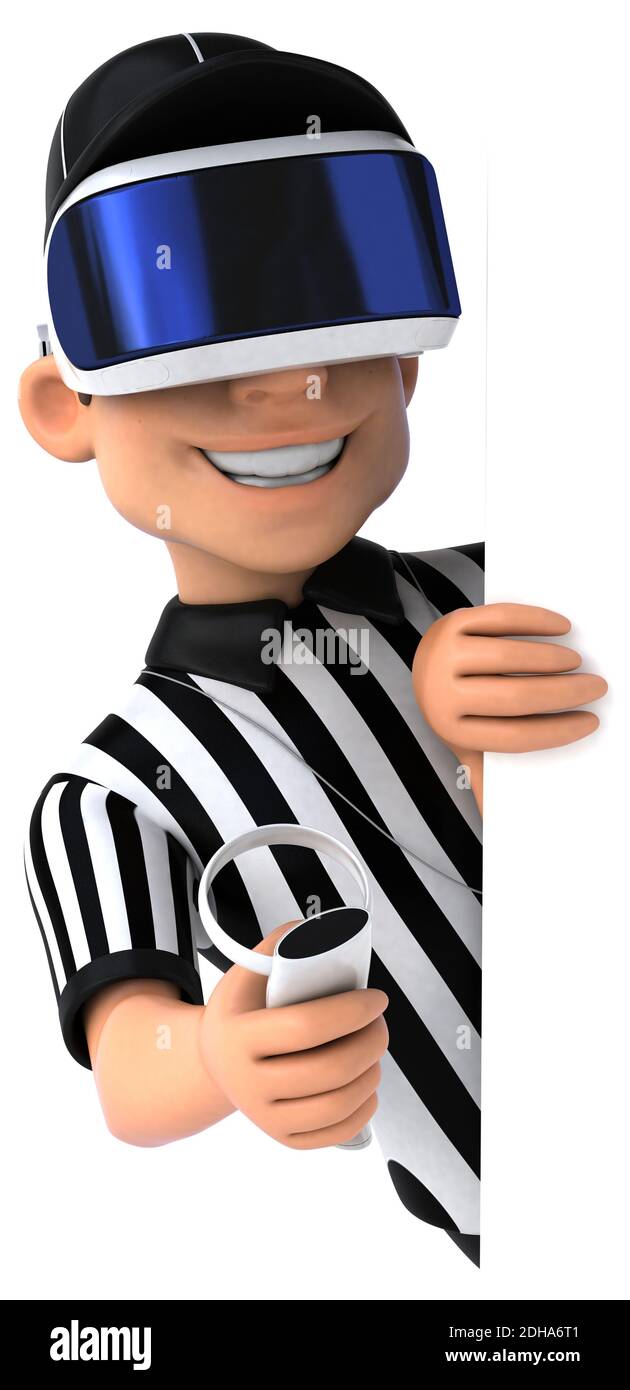 Fun 3D Illustration of a referee with a VR Helmet Stock Photo - Alamy