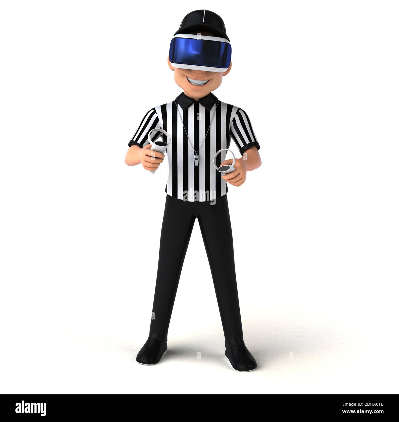 Fun 3D Illustration of a referee with a VR Helmet Stock Photo - Alamy