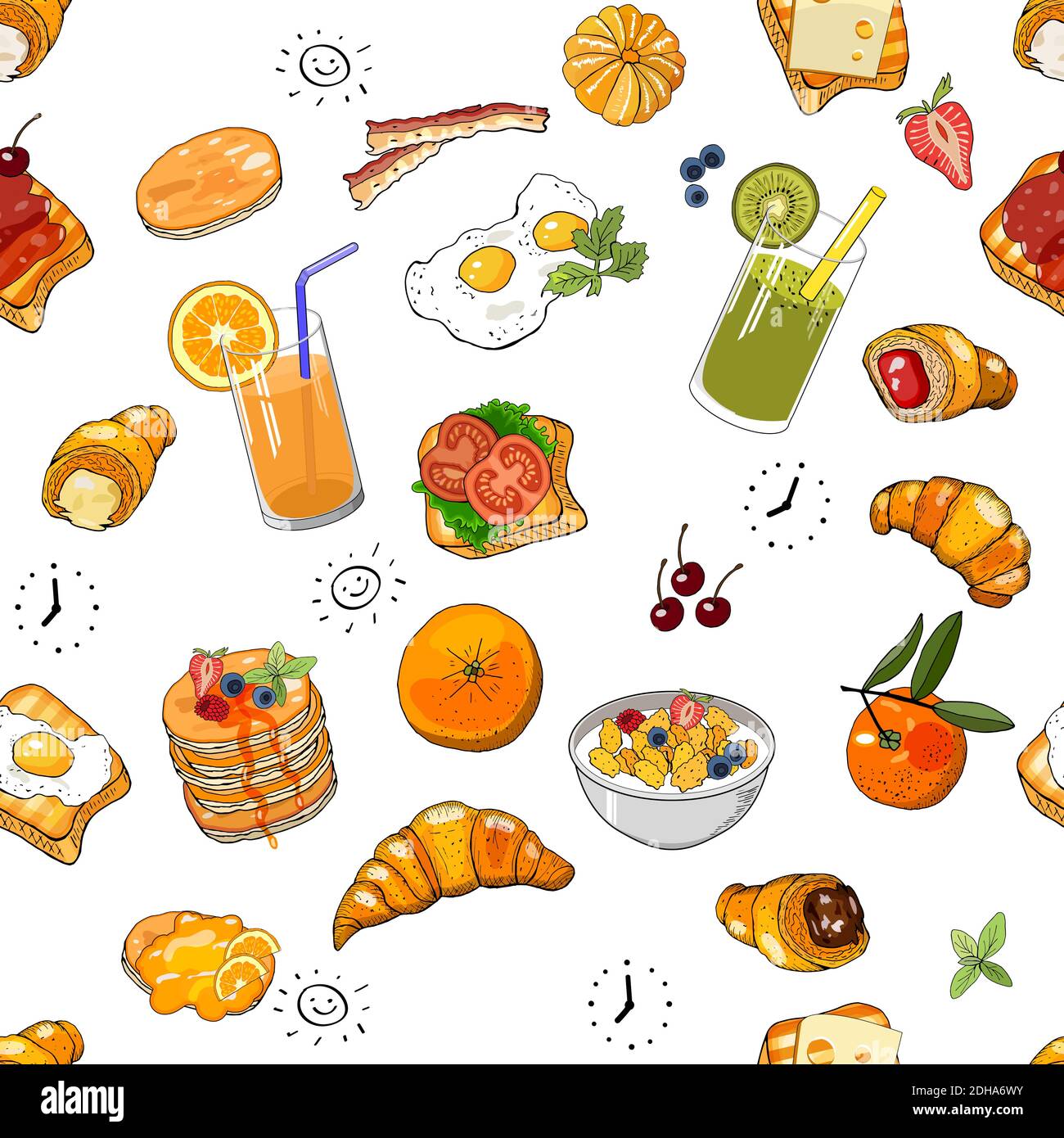 Breakfast eggs bacon orange Stock Vector Images - Alamy