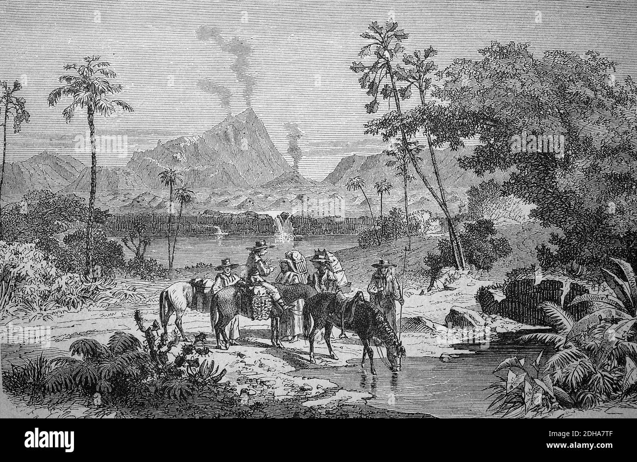 The Jorullo volcano, El Jorullo, in Mexico in 1870 / Der Vulkan Jorullo ...