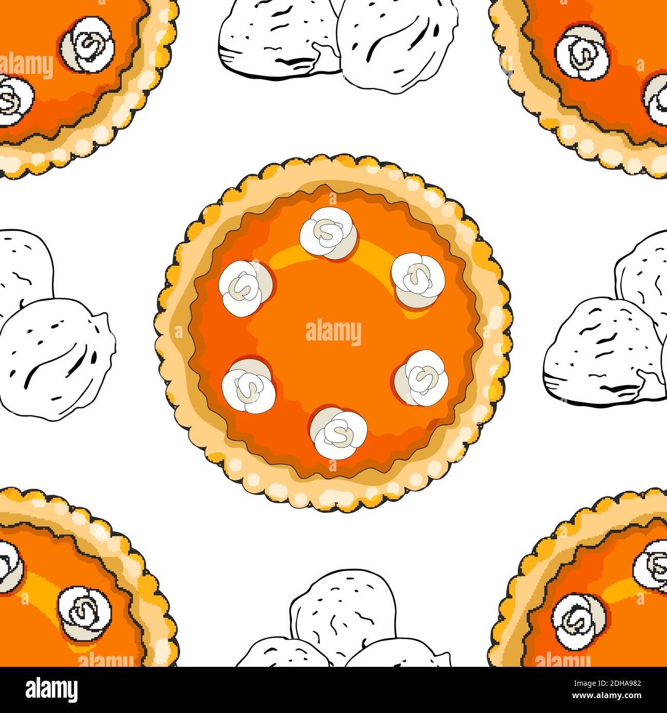 Endless texture with pumpkin pie. The theme of autumn, Pie Day, harvest ...