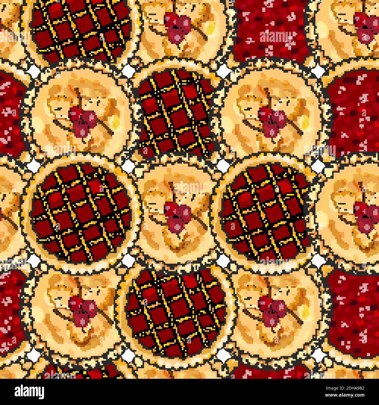 Endless texture with cherry pies. The theme of Pie Day, harvest and ...