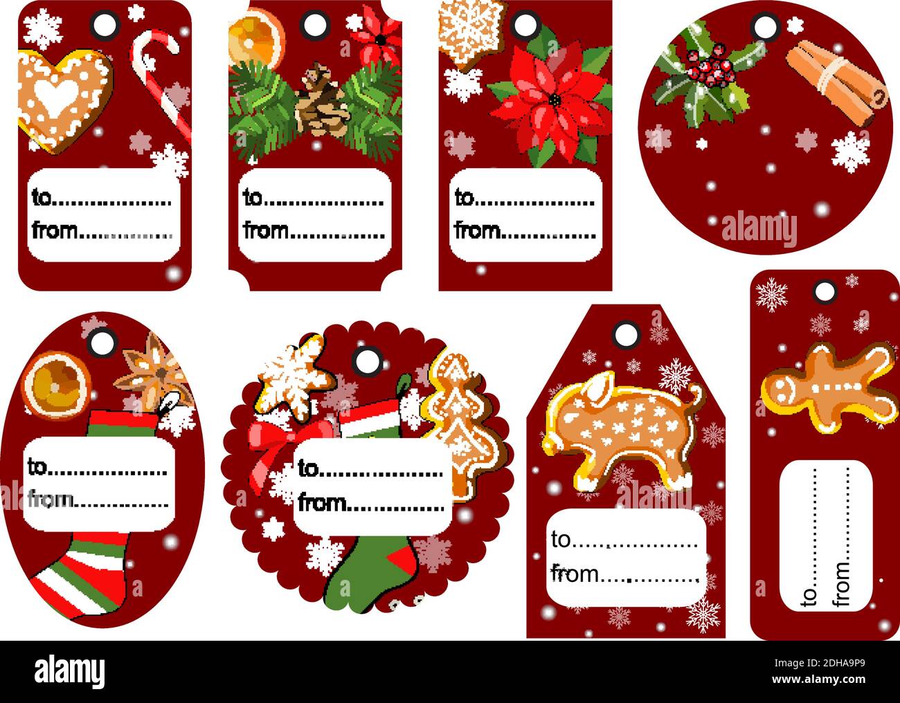 Set of Christmas and New Year tags. Blank and as a gift for a present ...