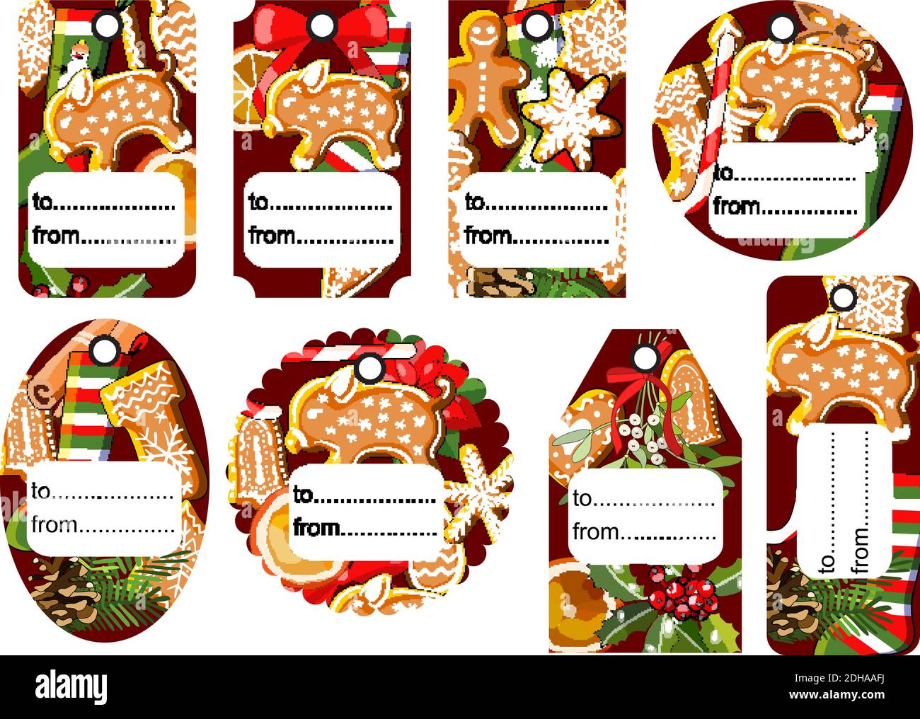 Set of Christmas and New Year tags. Blank and as a gift for a present ...