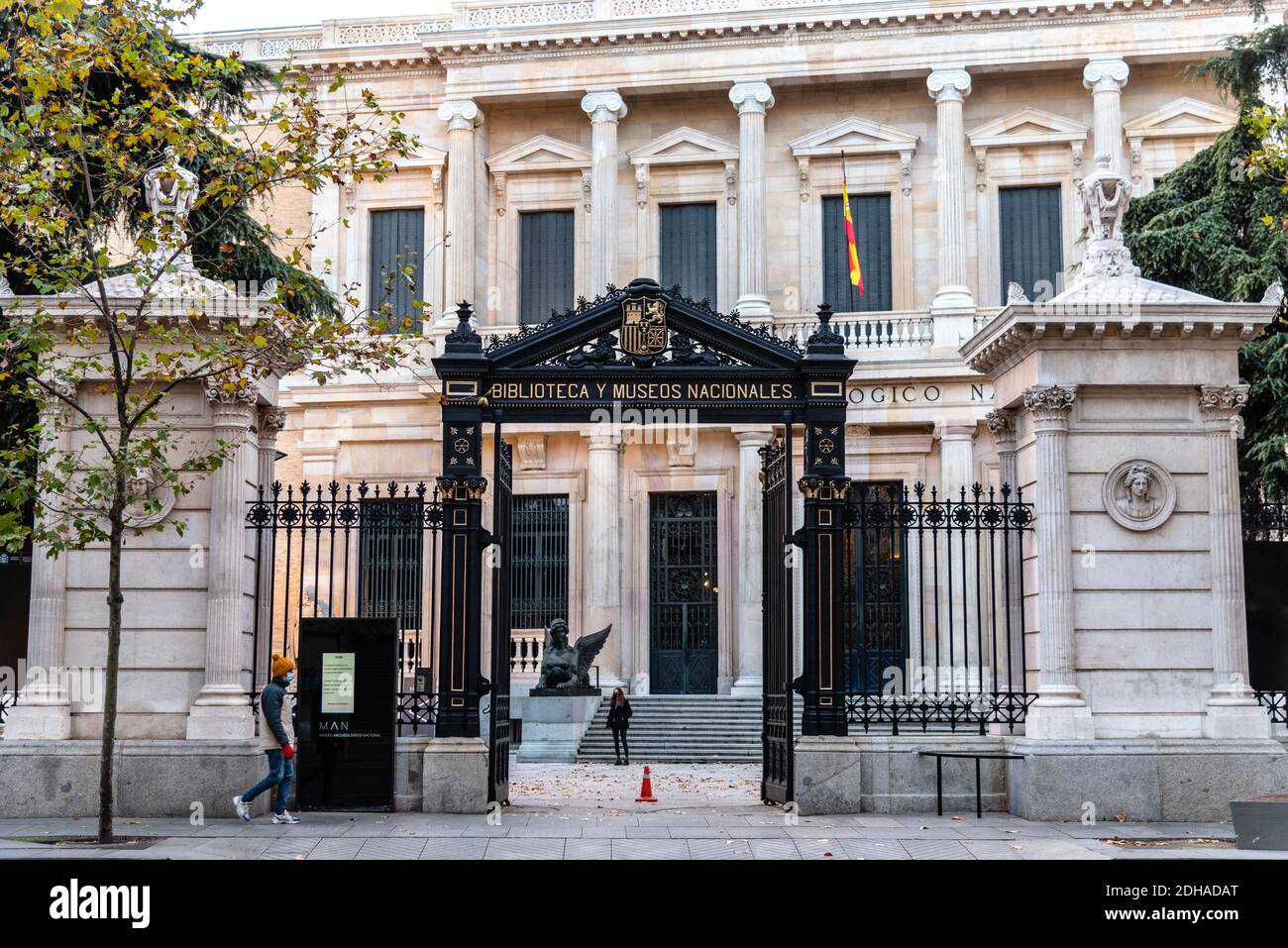 Madrid, Spain - December 6, 2020:The entrance to National Library of ...