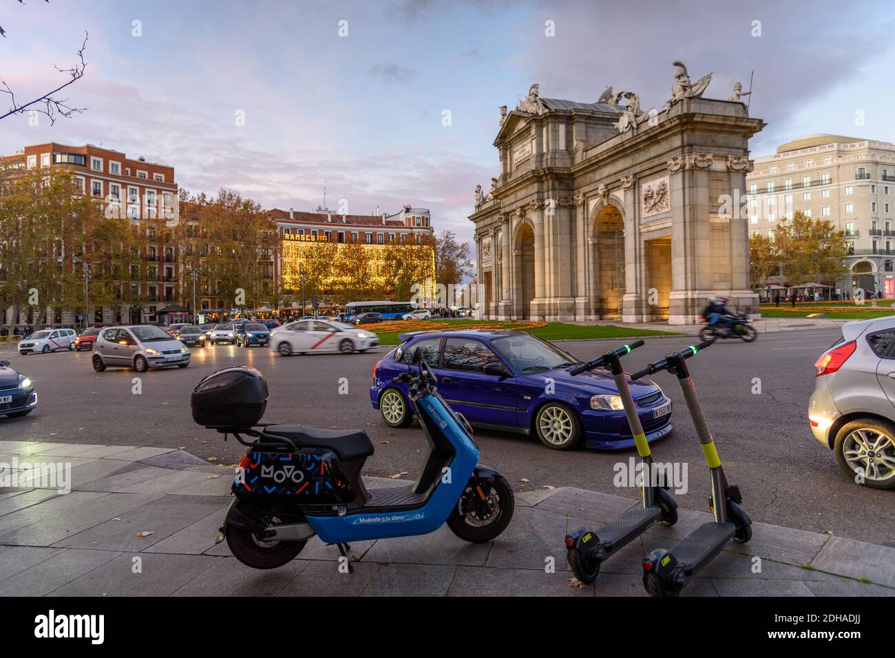 Madrid, Spain - December 6, 2020: Rental electric motorbike and ...
