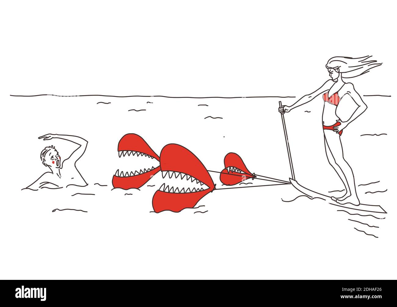 Cartoon illustration man catching woman Cut Out Stock Images & Pictures ...