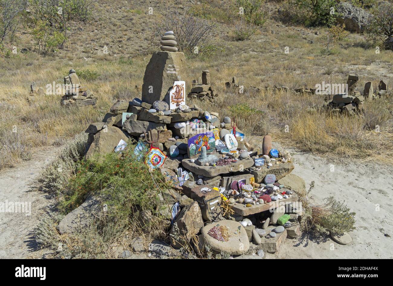 Makeshift altar to god Shiva in Crimea mountains Stock Photo - Alamy