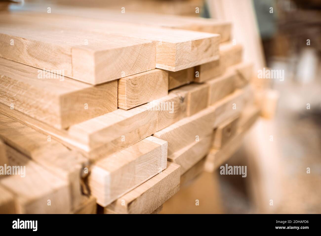 Pile of pine planks at the warehouse of the carpentry workshop Stock ...