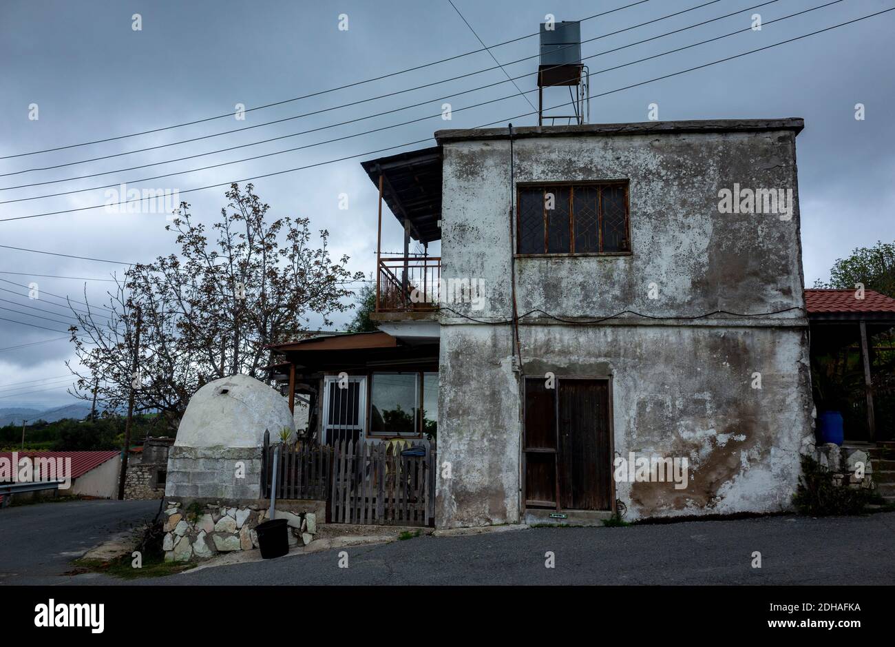 Old buildings in a small village in the mountainous part of the island ...