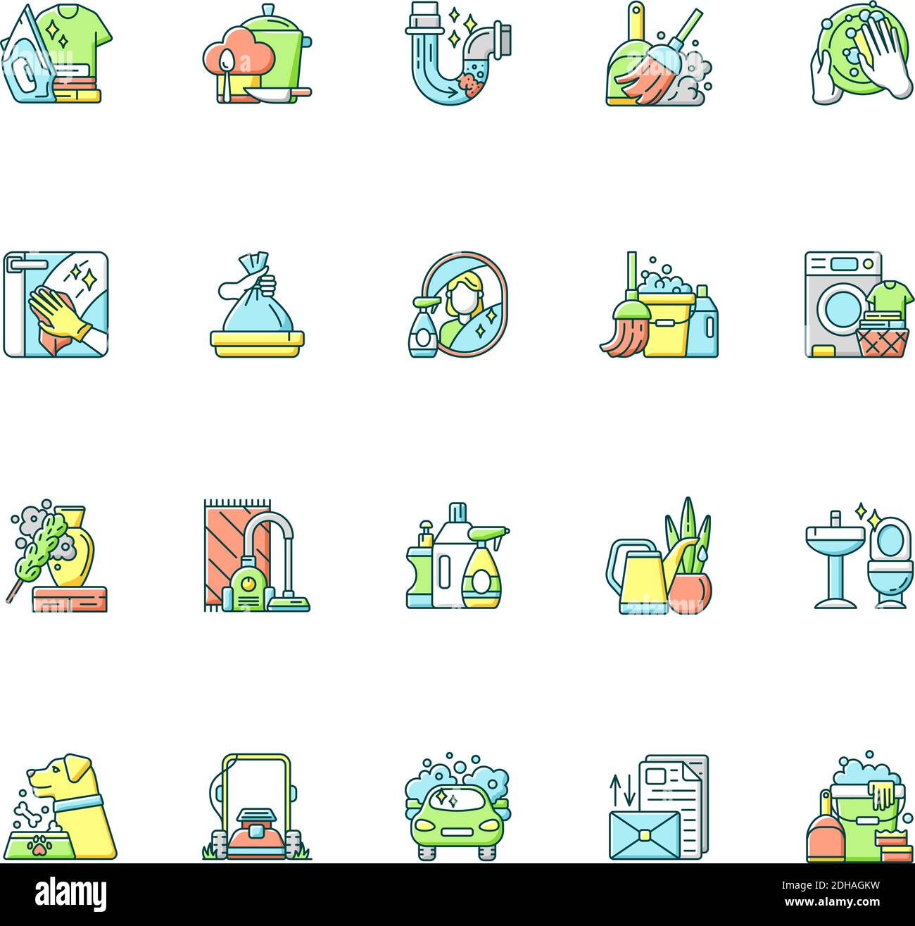 Housekeeping RGB color icons set Stock Vector Image & Art - Alamy