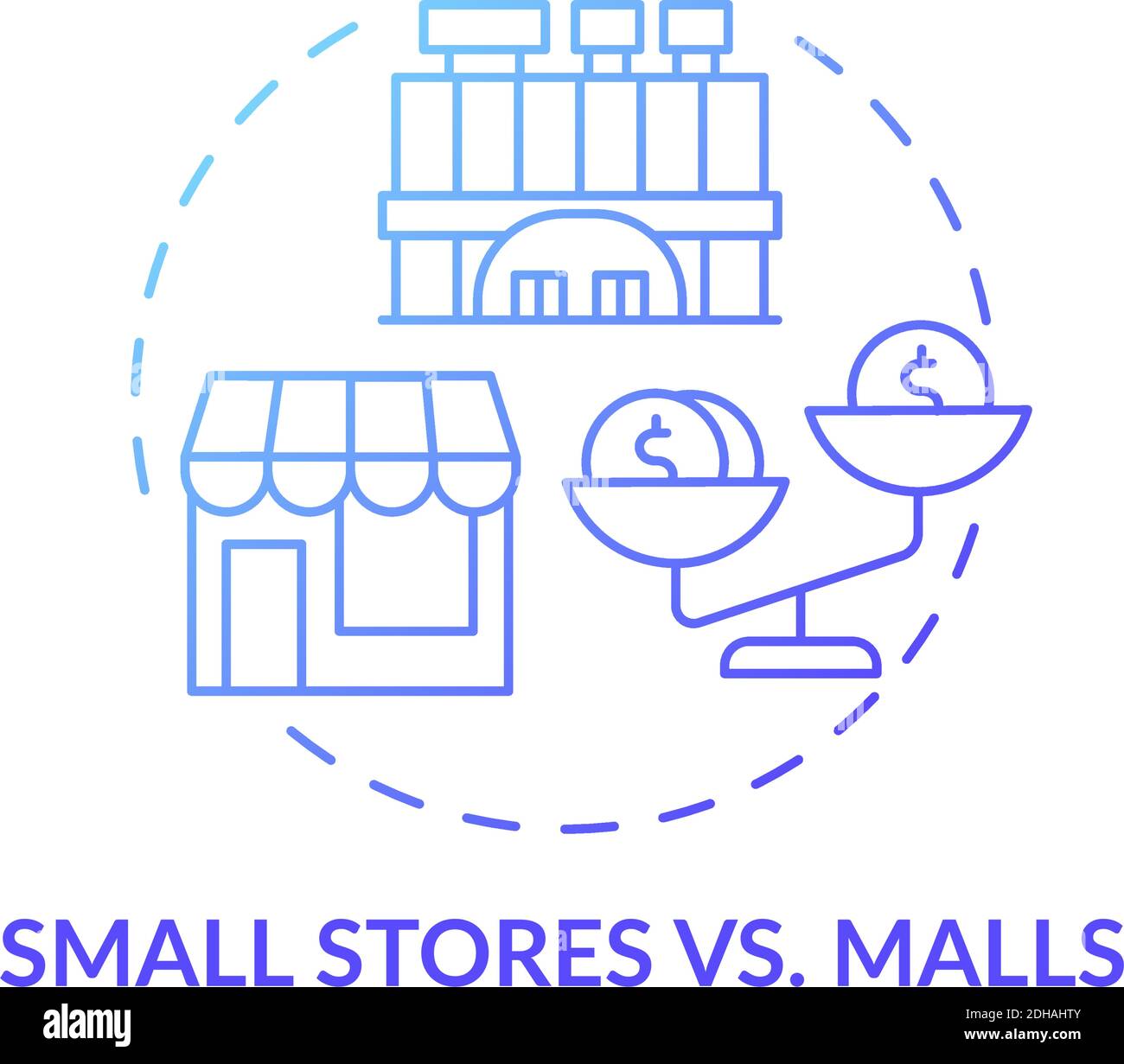 Small stores vs. malls concept icon Stock Vector Image & Art - Alamy