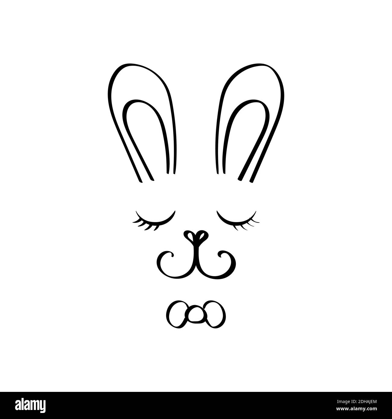 Cute bunny rabbit face isolated on white background Stock Vector Image ...