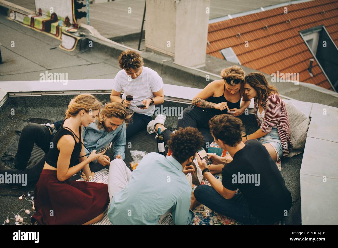 Group Distracted By Mobile Phones High Resolution Stock Photography and ...