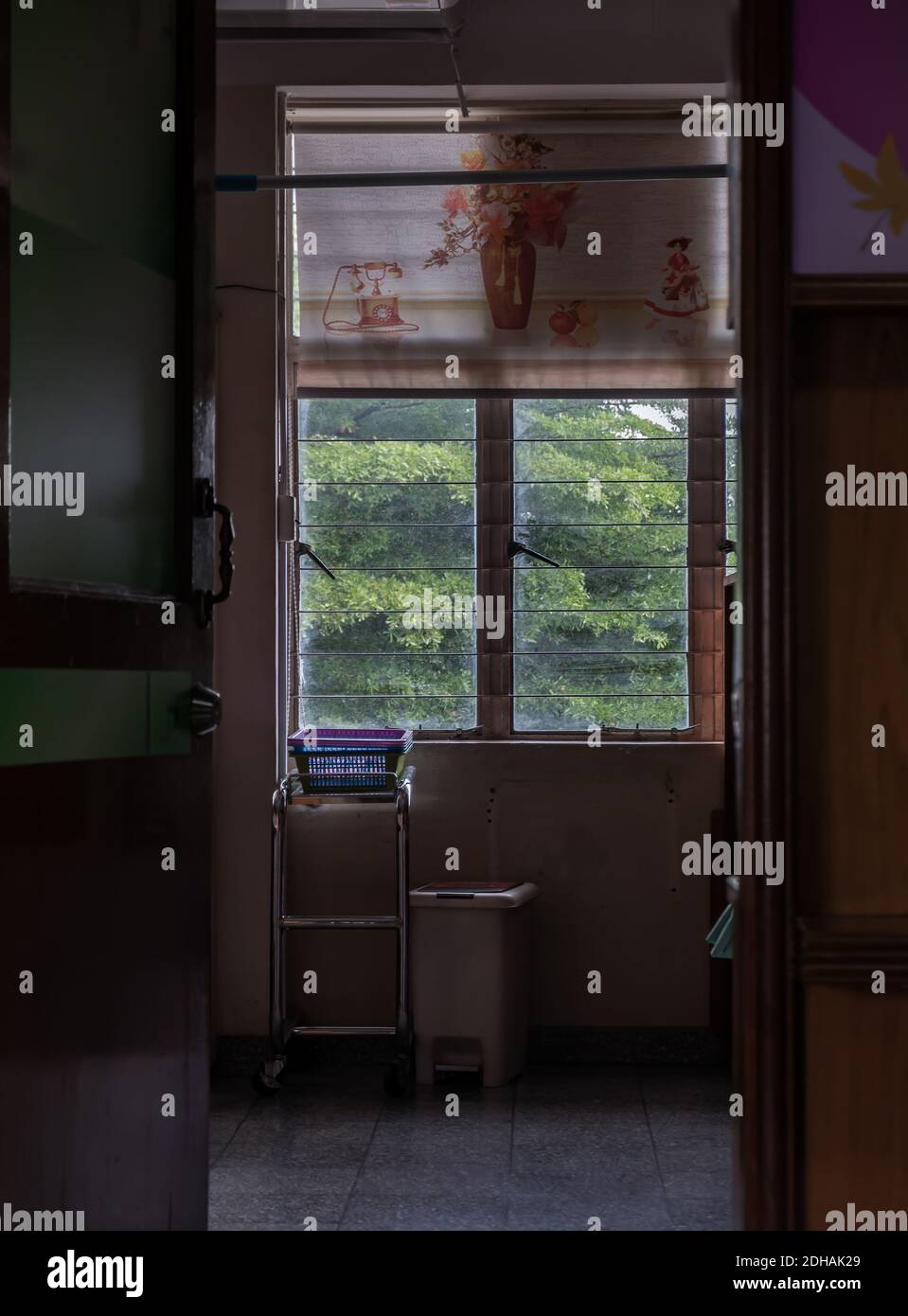 Plastic basket and Trash in old First aid room at Old hospital in ...