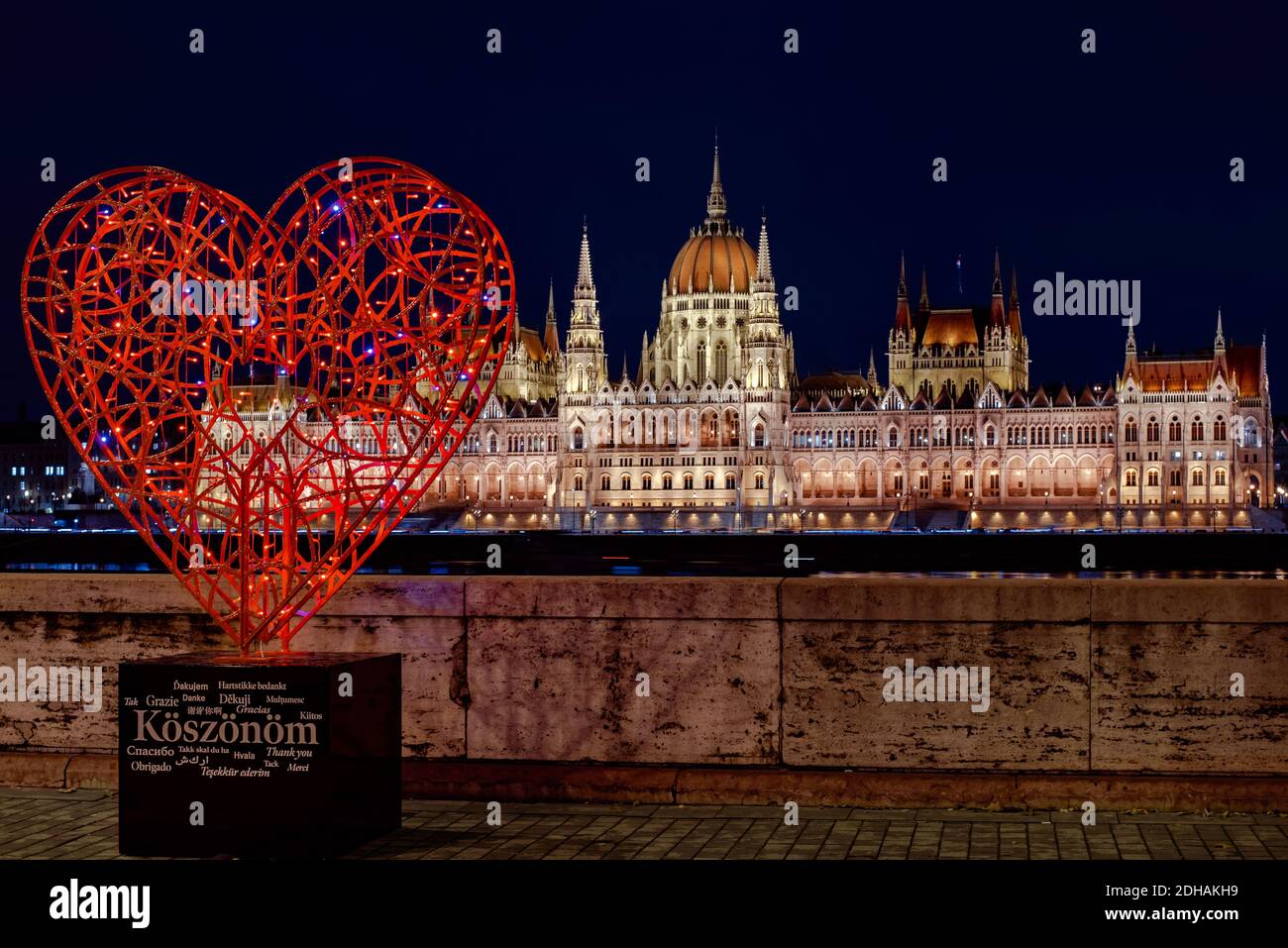 Thankful heart installation in Budapest opposite the Hungarian ...