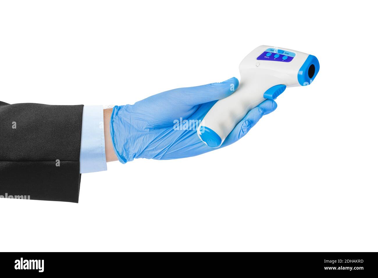 Hand with infrared thermometer Stock Photo - Alamy