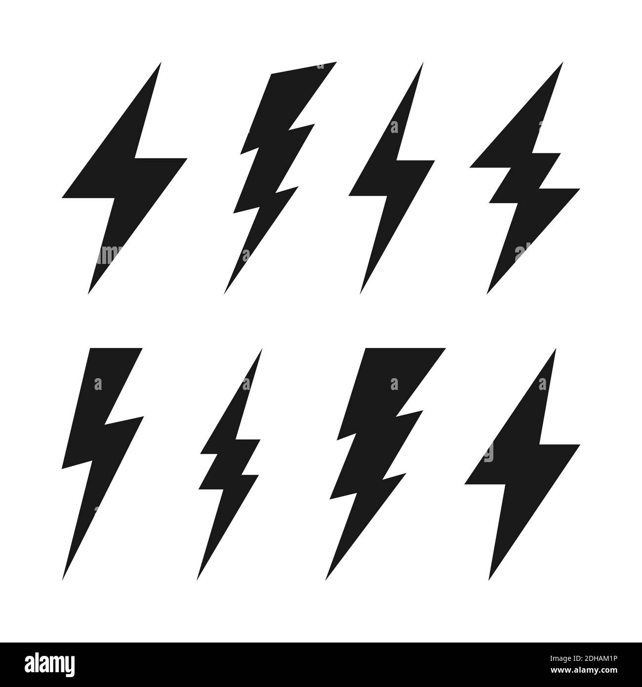 Lightning bolt icons collection. Flash symbol, thunderbolt. Simple ...