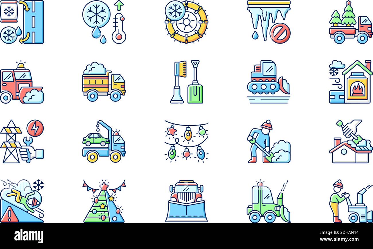 Snow removing services RGB color icons set Stock Vector Image & Art - Alamy