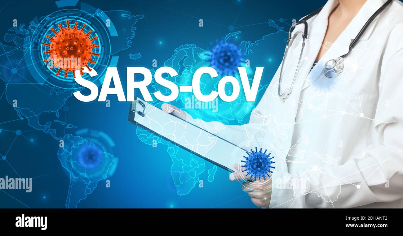 Doctor fills out medical record with SARS-CoV inscription, virology ...