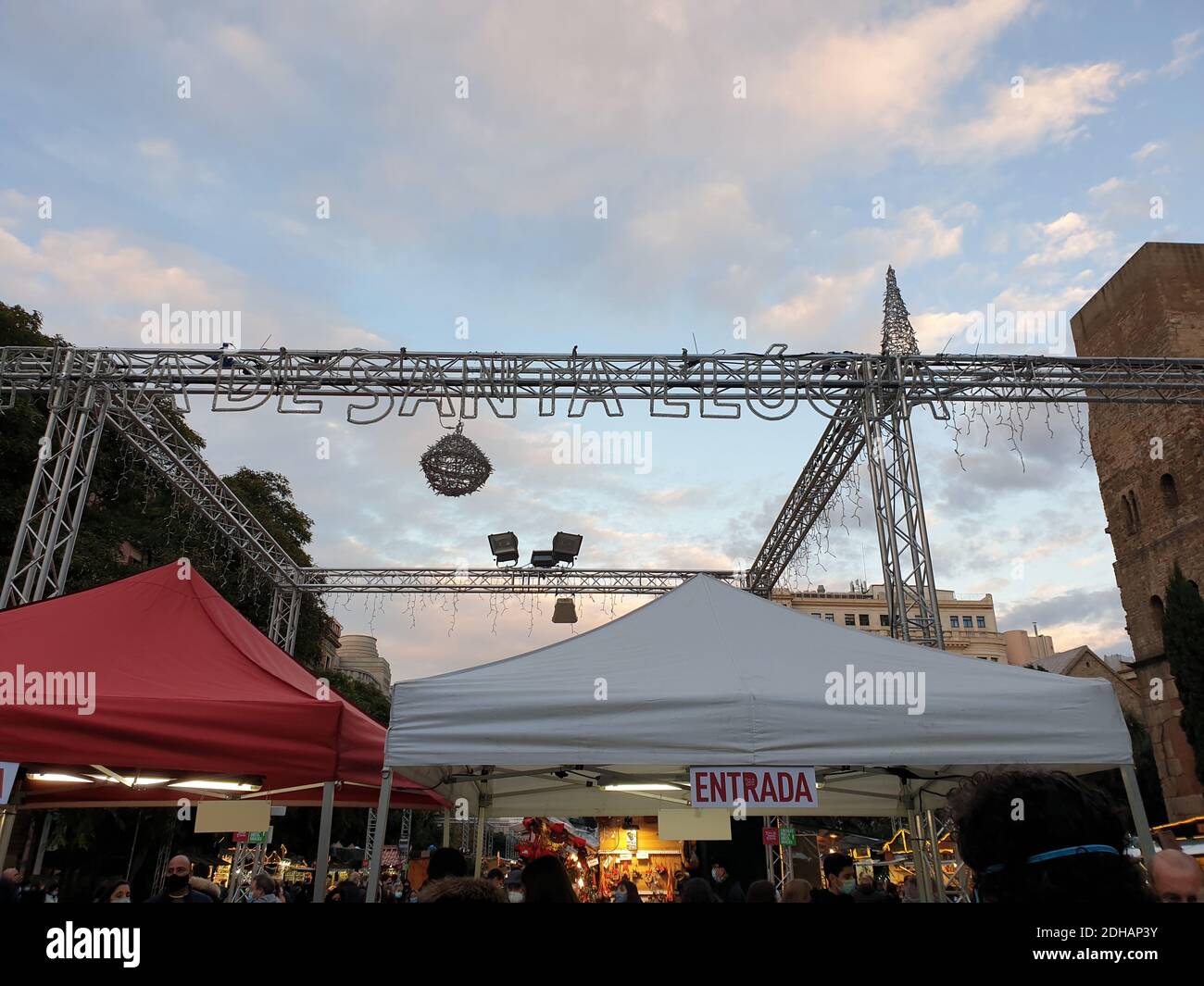 Santa Llucia christmas market in Barcelona, Catalonia, Spain Stock ...