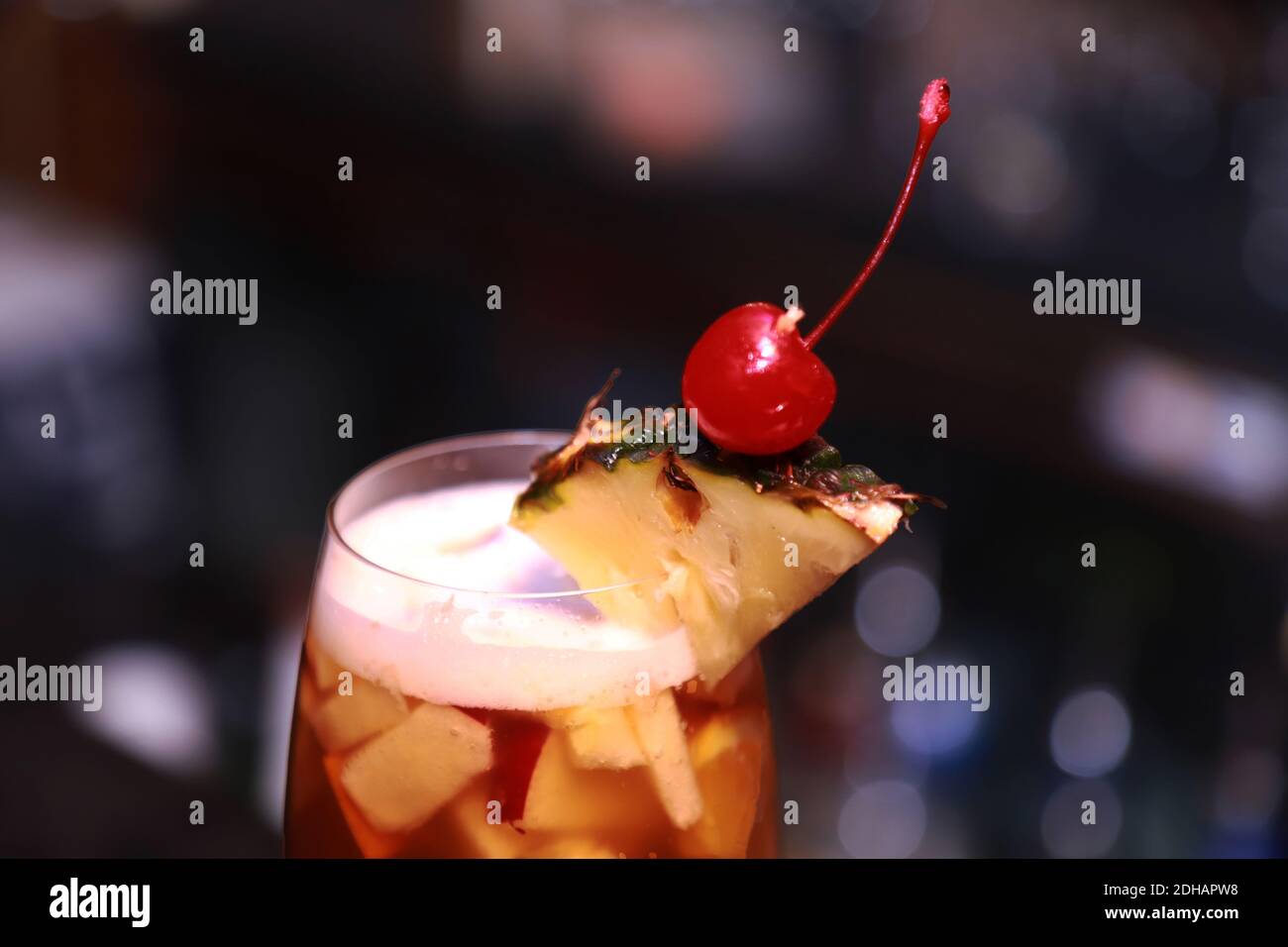beer cocktails with fruit in a bartender table Stock Photo - Alamy