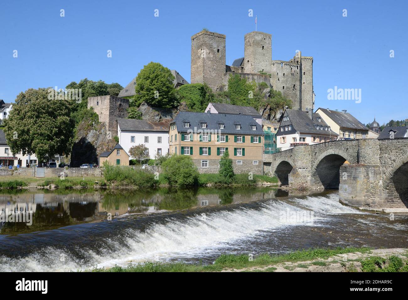 Lahn, Lahn Bridge and Runkel Castle in Runkel Stock Photo - Alamy
