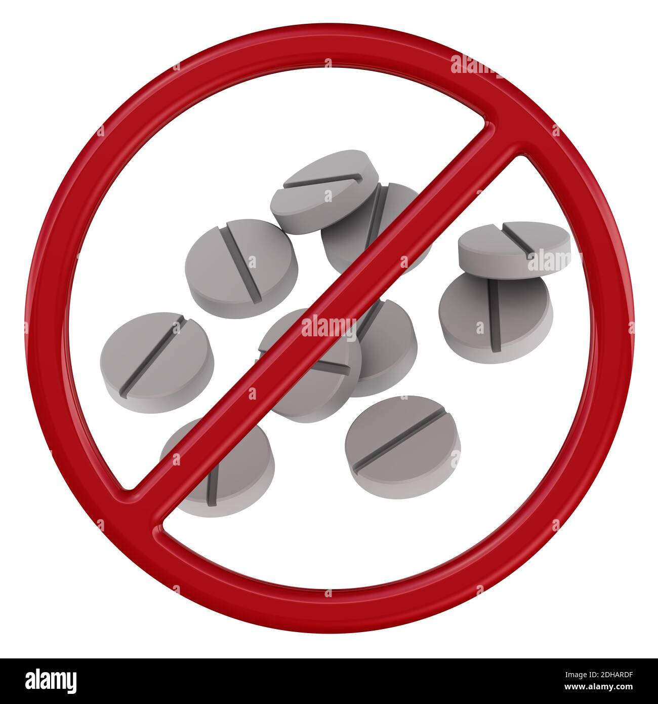 Pills with stop sign. Many pills with red stop sign isolated on white ...