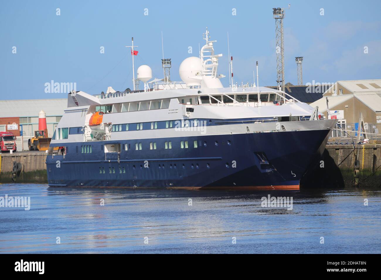 Ayr Harbour, Luxury small cruise ship MV Clio berthed at Ayr Harbour ...