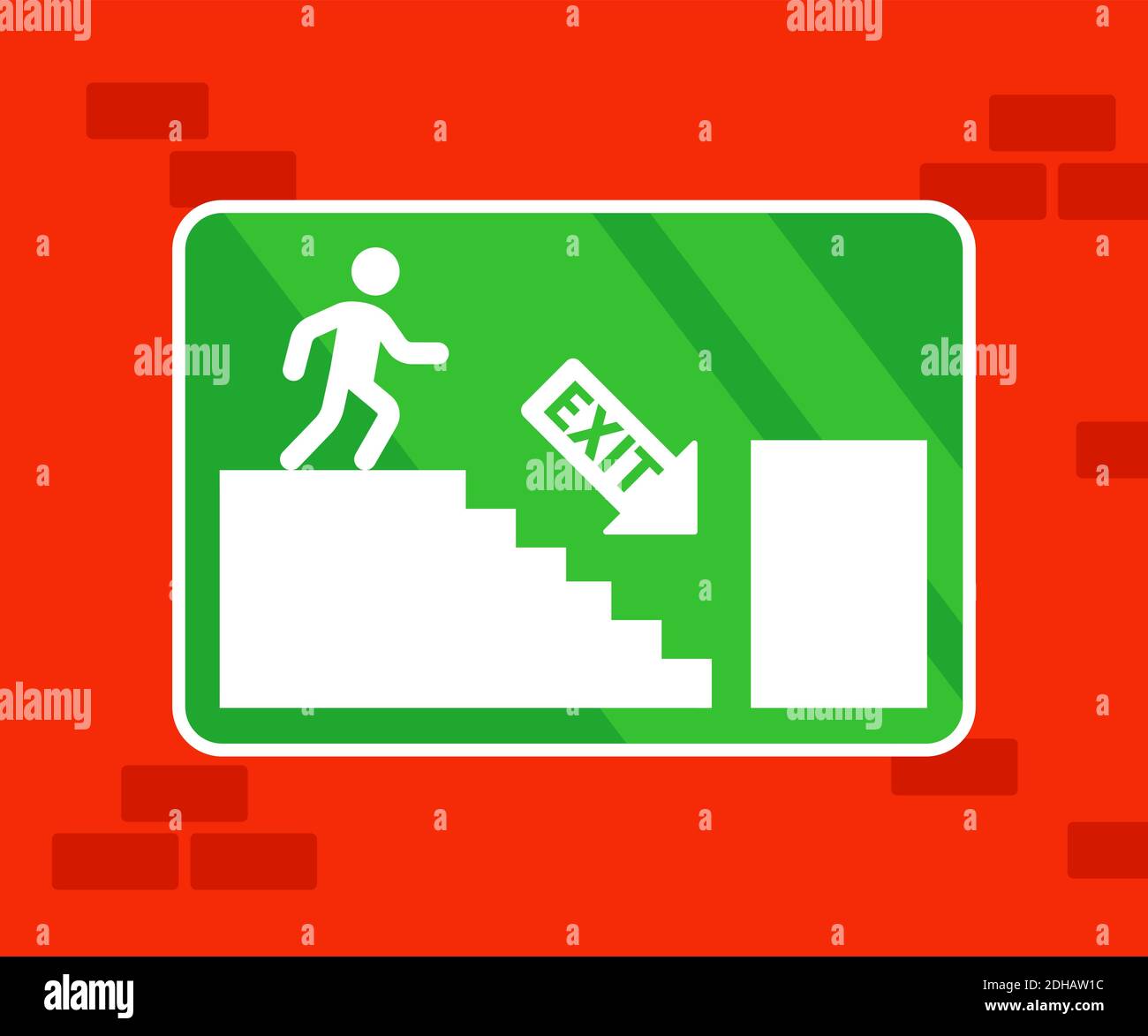 signpost descending the stairs to the exit. evacuation from the ...