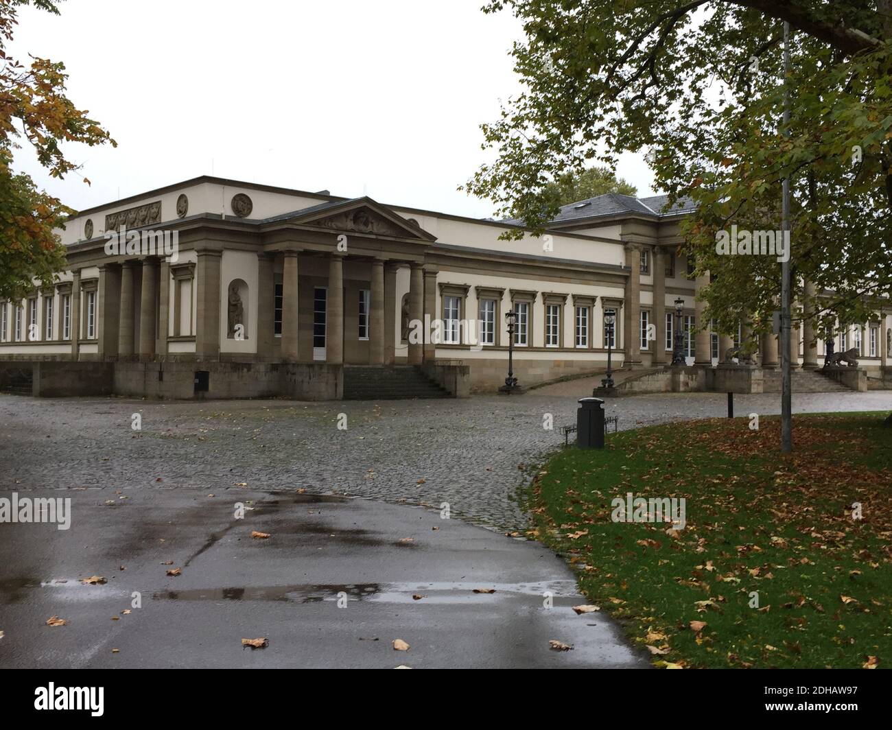 A shot of a building on a rainy day in autum Stock Photo - Alamy