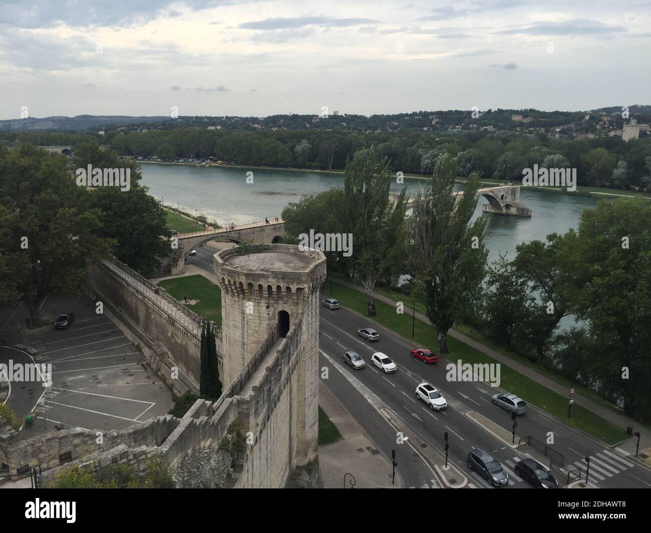 An aerial view of a road with cars near the riv Stock Photo - Alamy