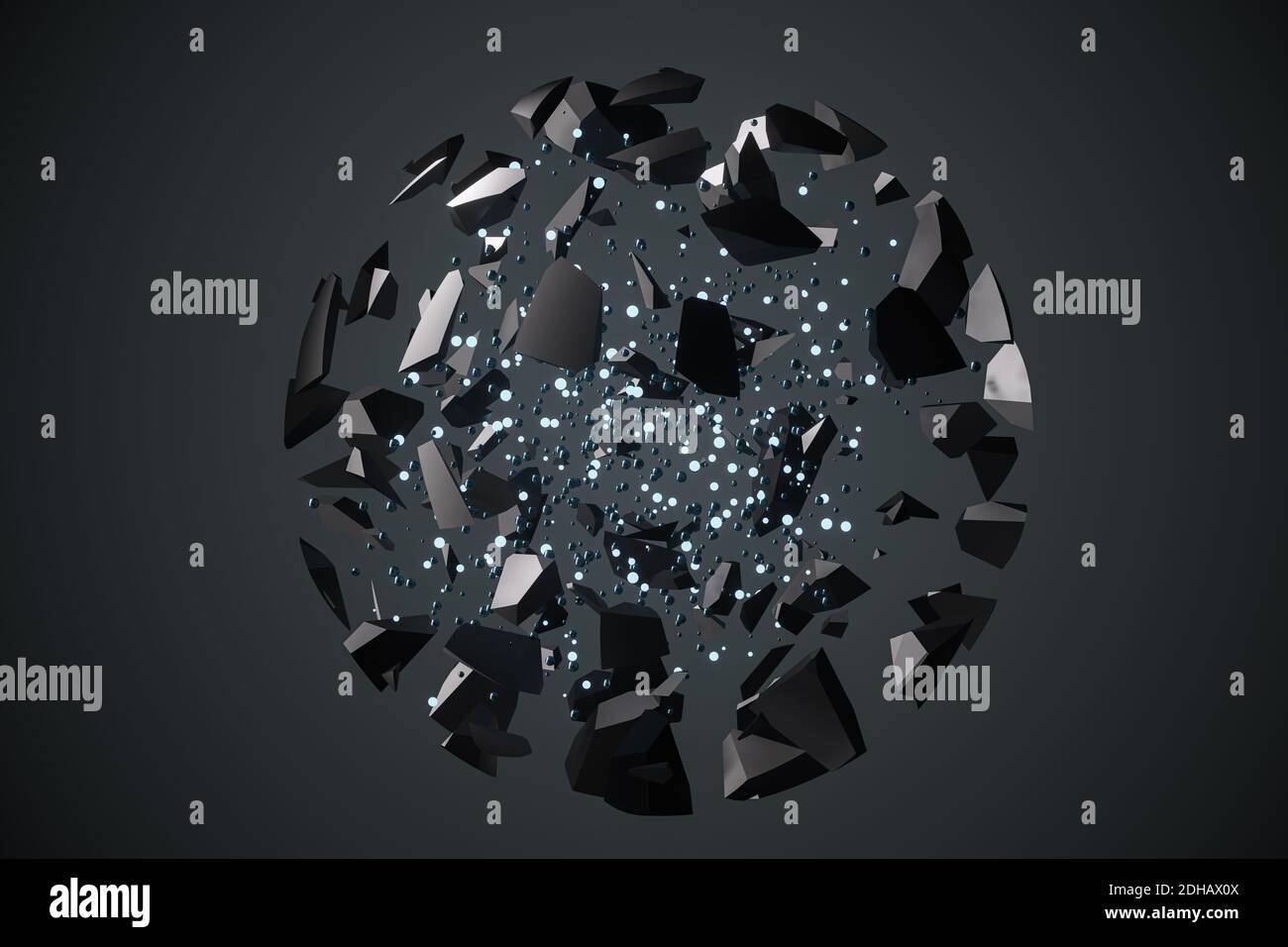 Cracked metal rocks exploding, 3d rendering. Computer digital drawing ...