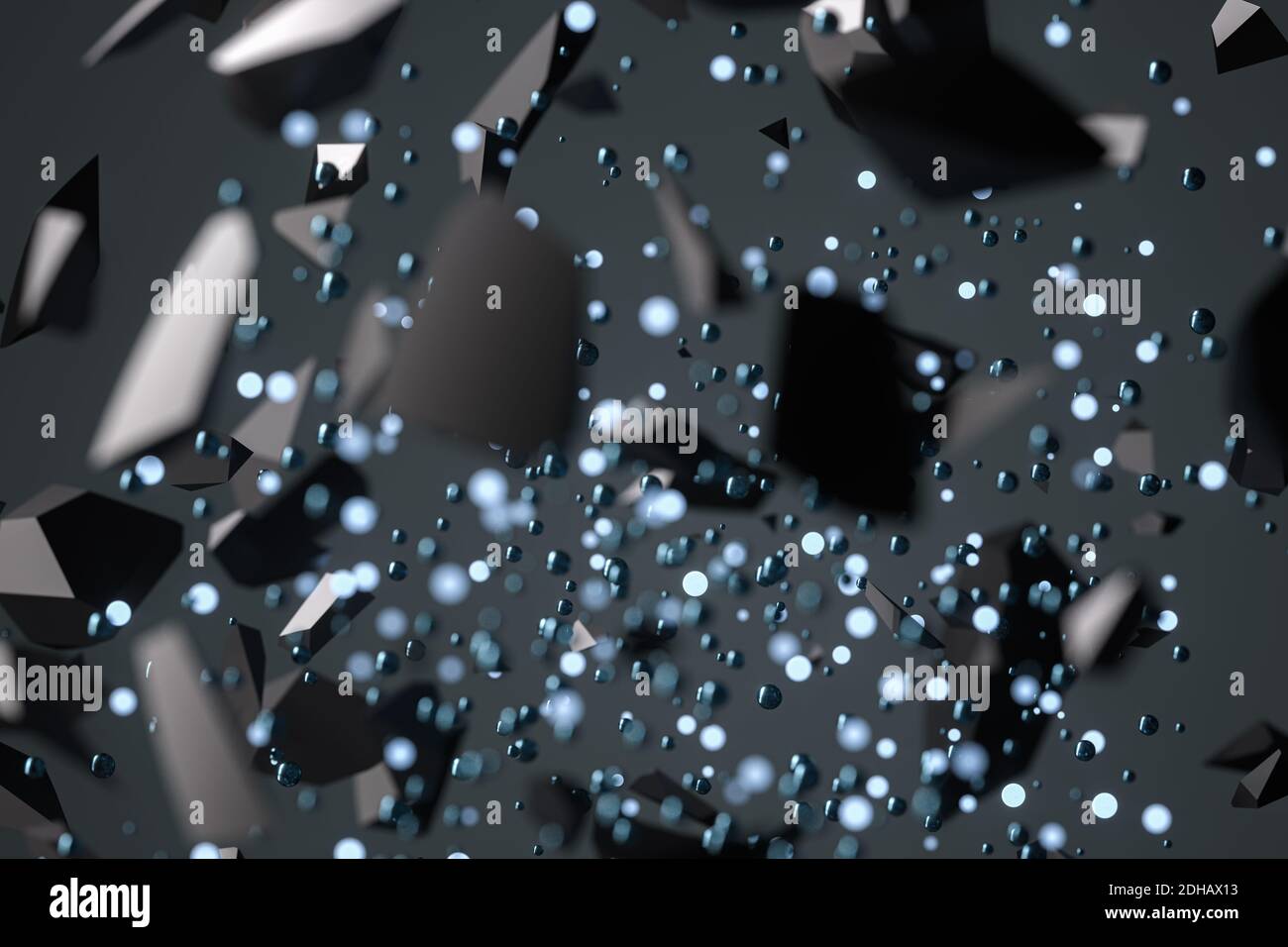 Cracked metal rocks exploding, 3d rendering. Computer digital drawing ...