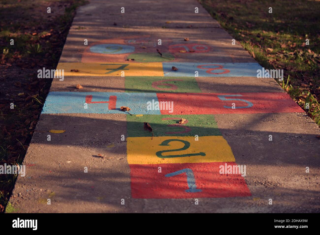 The hopscotch game painted in a playground for children of a primary ...