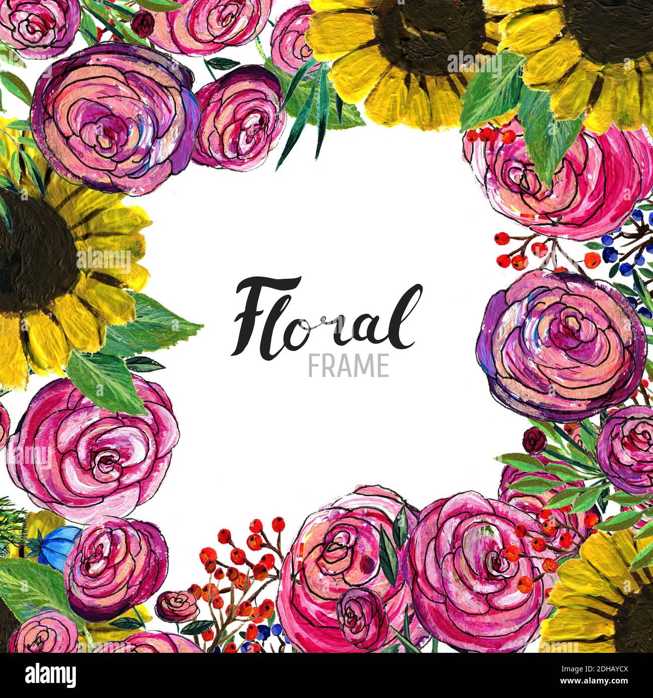 Hand drawn Flower Border Stock Photo - Alamy