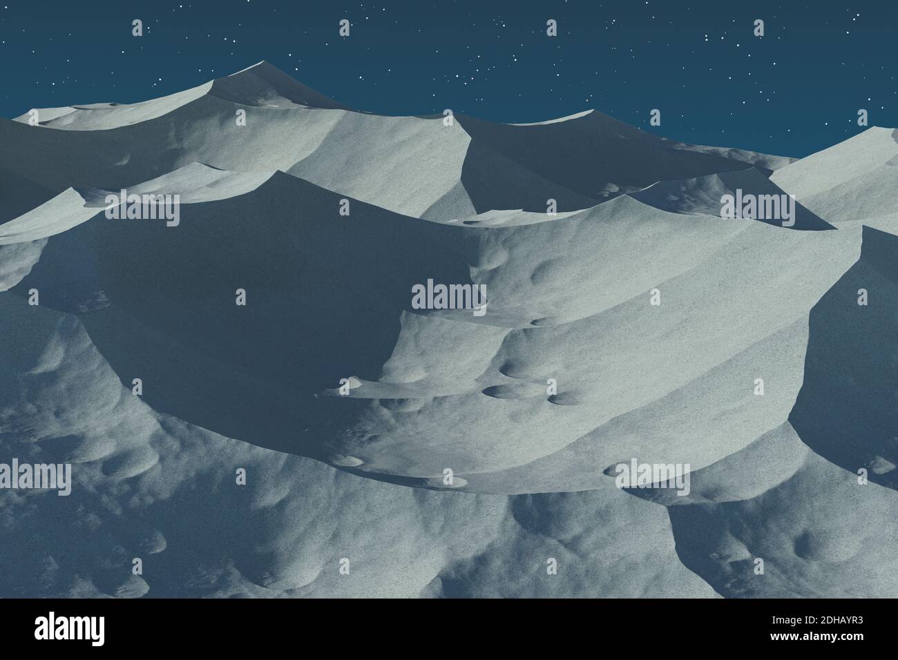 Mountain peaks at night, mountains terrain, 3d rendering. Computer ...