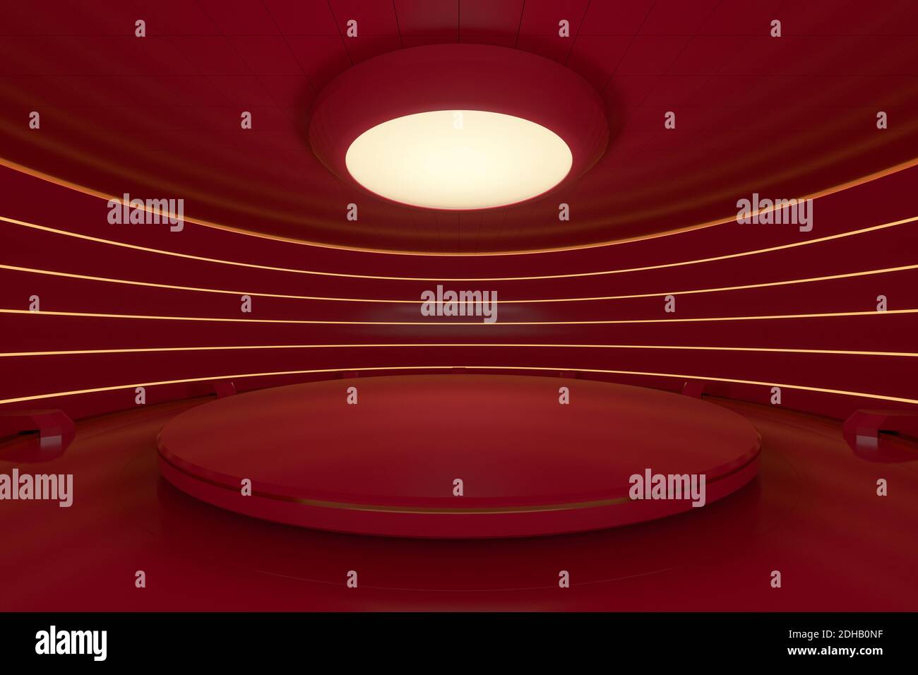 Creative round room, empty presentation room, 3d rendering. Computer ...