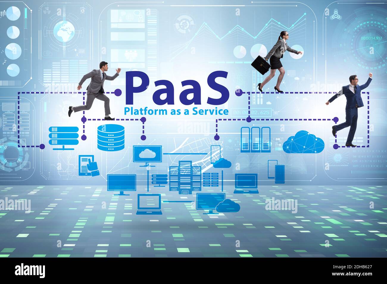 Platform as a service concept with businessman Stock Photo - Alamy