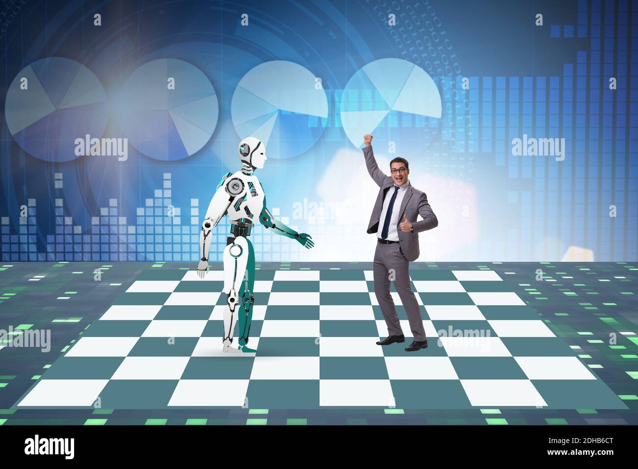 Concept of rivalry between robots and humans Stock Photo - Alamy