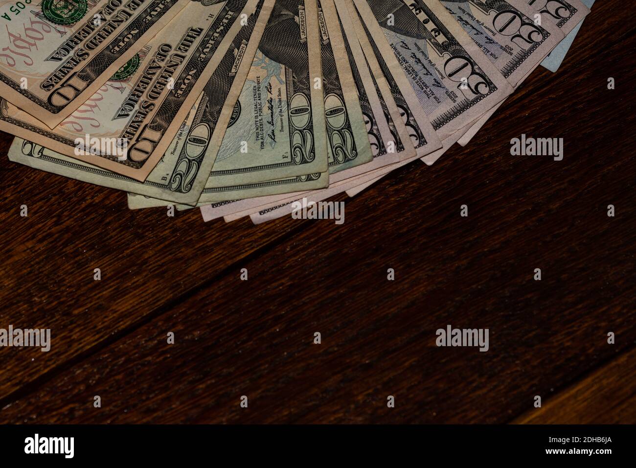 Close up photo of money, banknotes. Finance and currency composition ...