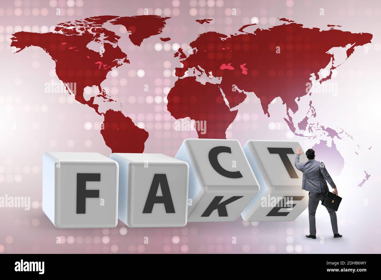 Face or fact concept with turning cubes Stock Photo - Alamy