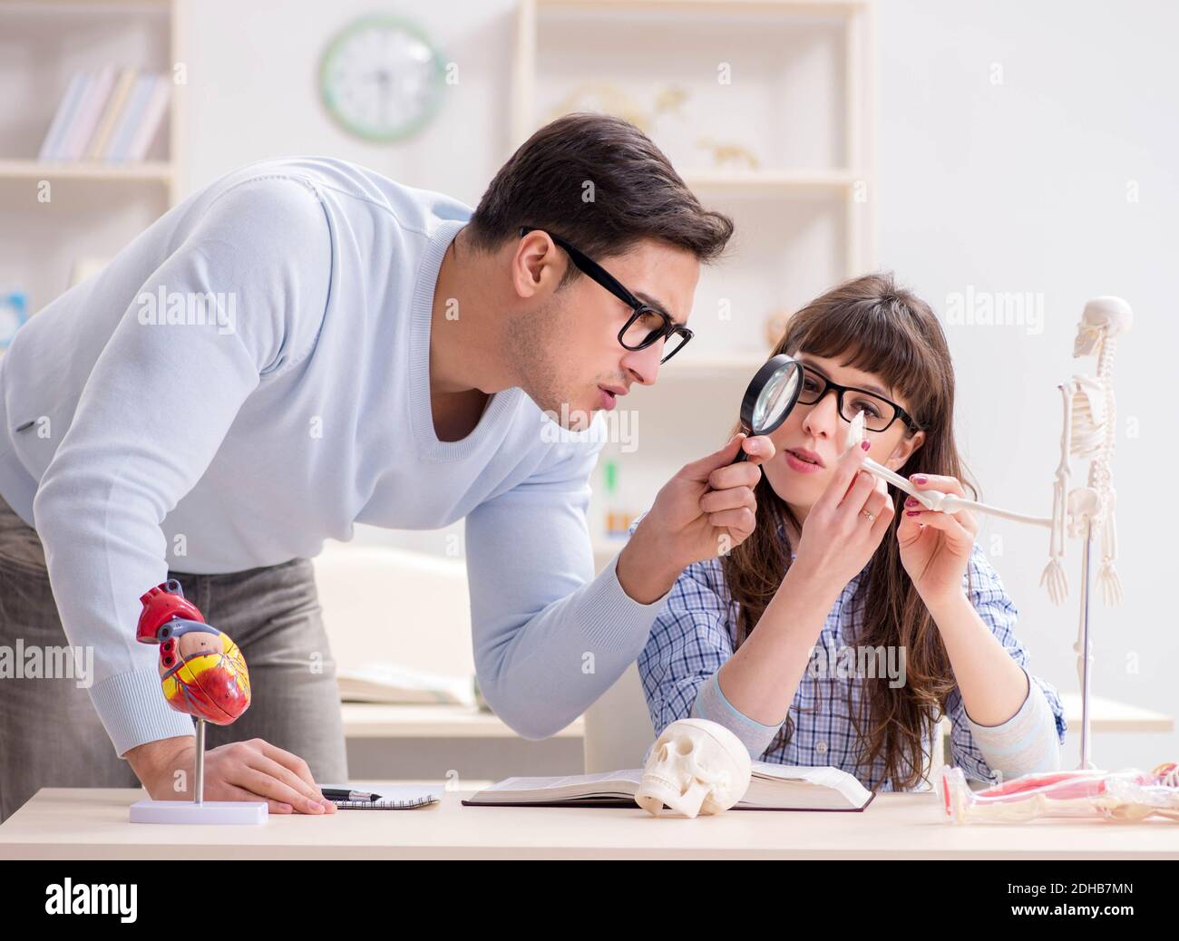 Two medical students studying in classroom Stock Photo - Alamy