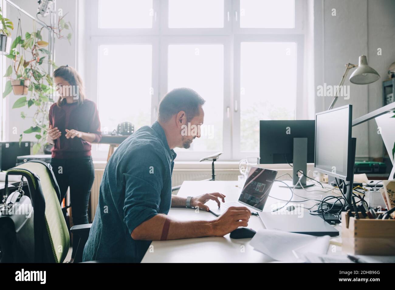 Laptop desk back view hi-res stock photography and images - Alamy