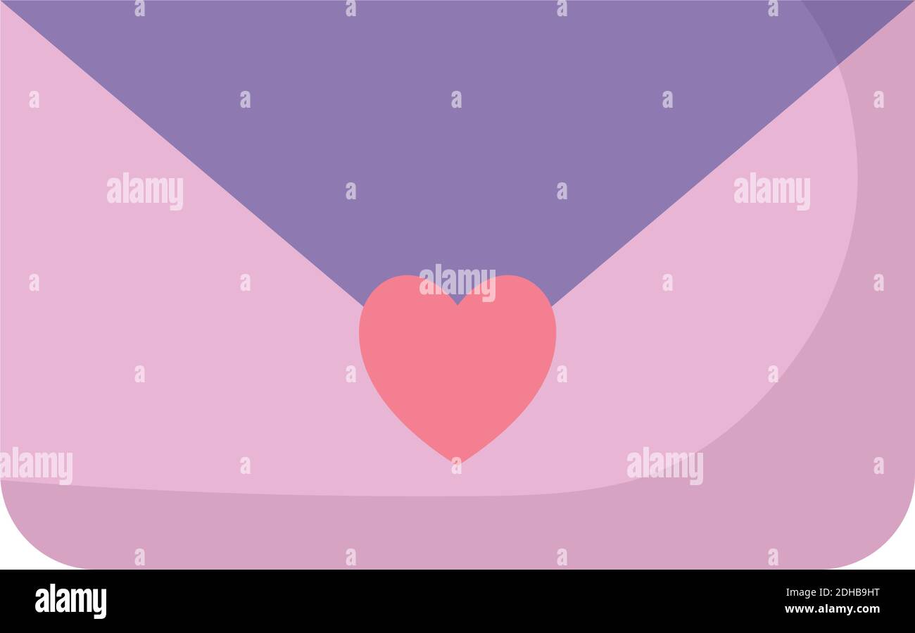 envelope with purple color and one heart Stock Vector Image & Art - Alamy