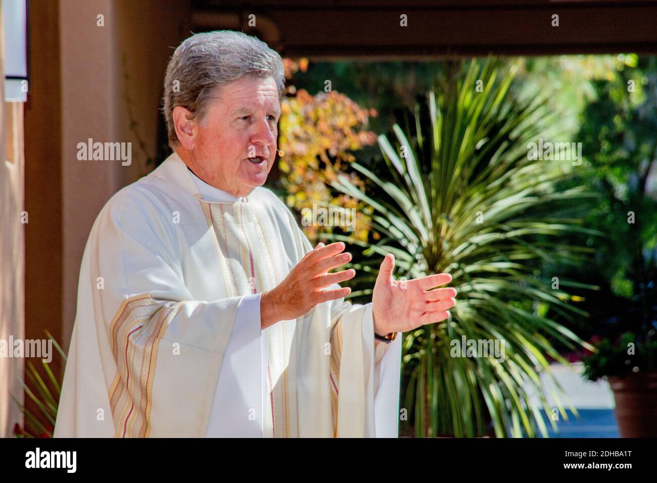The monsignor of a Southern California Catholic church conducts an ...