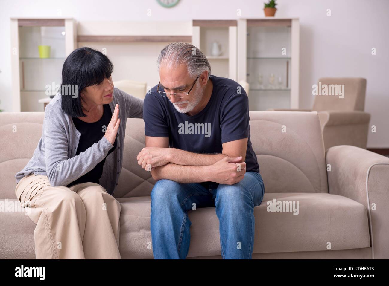Old couple having argument at home Stock Photo - Alamy