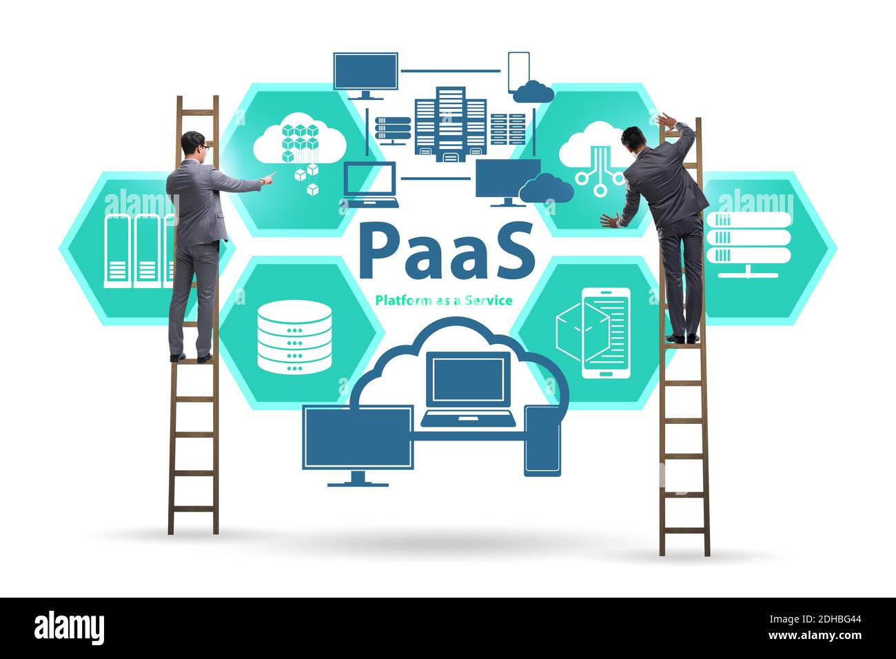 Platform as a service concept with businessman Stock Photo - Alamy