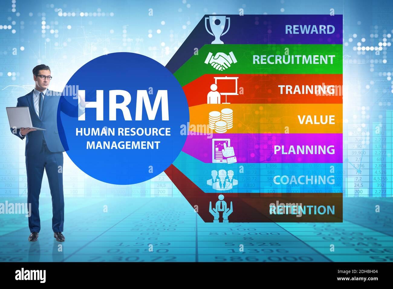 HRM - Human resource management concept with businessman Stock Photo ...