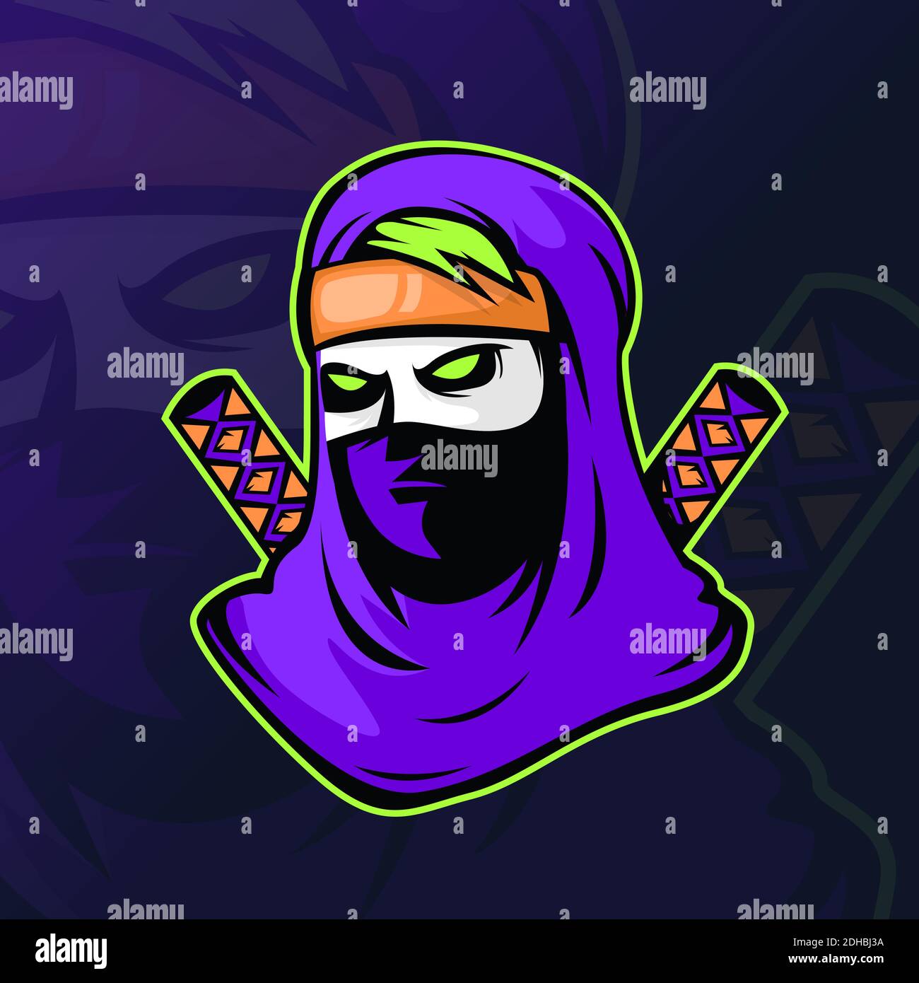 Assassin or ninja with two swords for Logo Esport Gaming. Vector ...